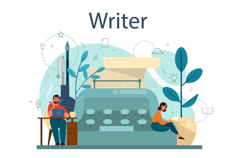 Professional Writer or Journalist Concept Illustration. Idea of ...