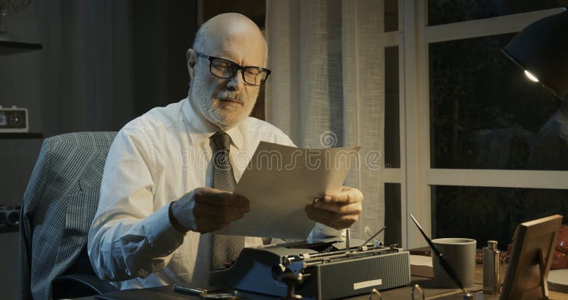 Professional Writer Sitting at Desk and Typing Stock Image - Image of ...