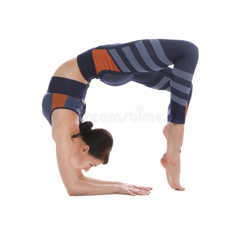 Professional Young Acrobat Exercising on Background Stock Photo - Image ...