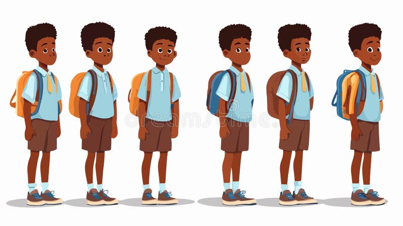Professional Young Black Boys Modeling Vector Isolated Stock Vector ...