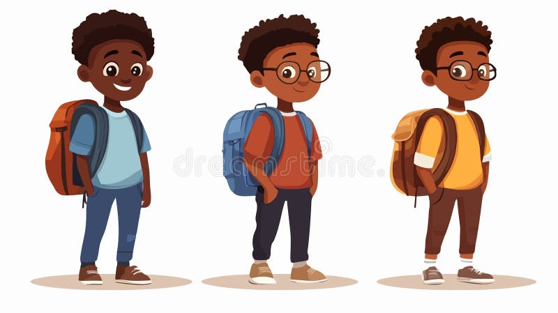 Professional Young Black Boys Modeling Vector Isolated Stock Vector ...