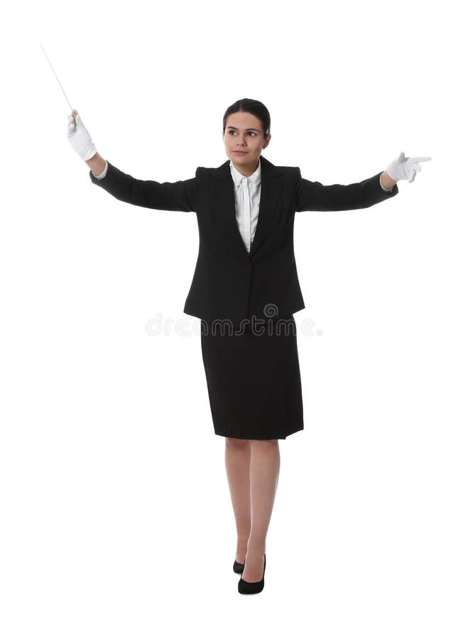 Professional Young Conductor with Baton on White Background Stock Image ...