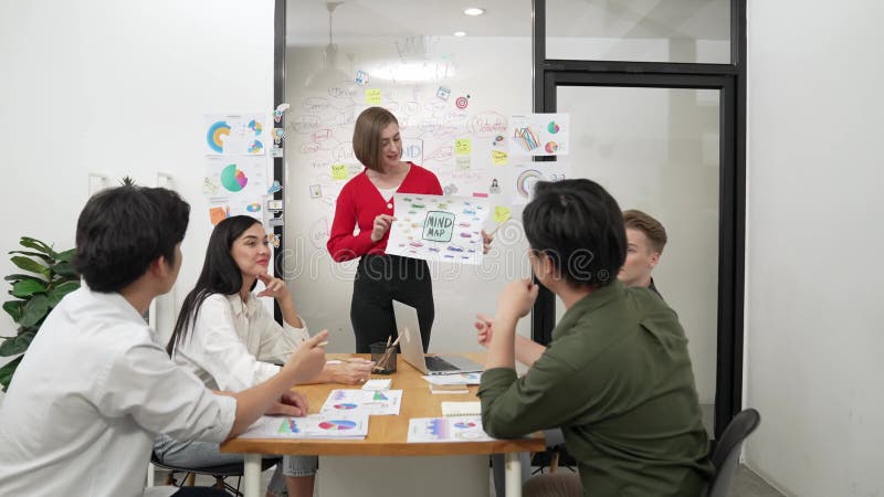 Professional Young Leader Present Business Idea by Using Mind Map ...