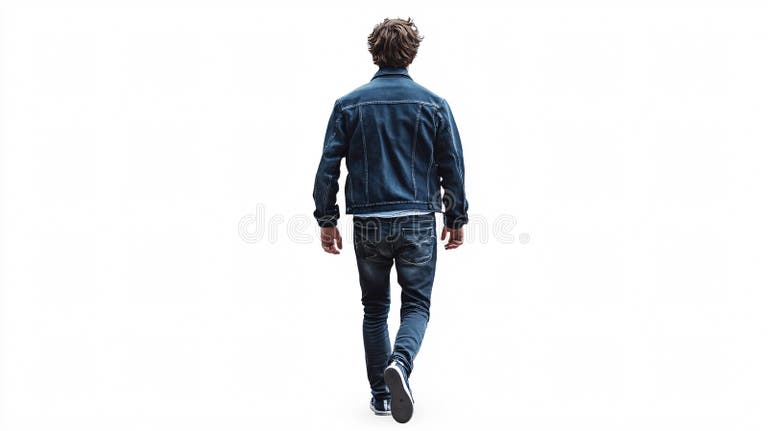 Professional Young Man Walking Back View Transparent Portrait Stock ...