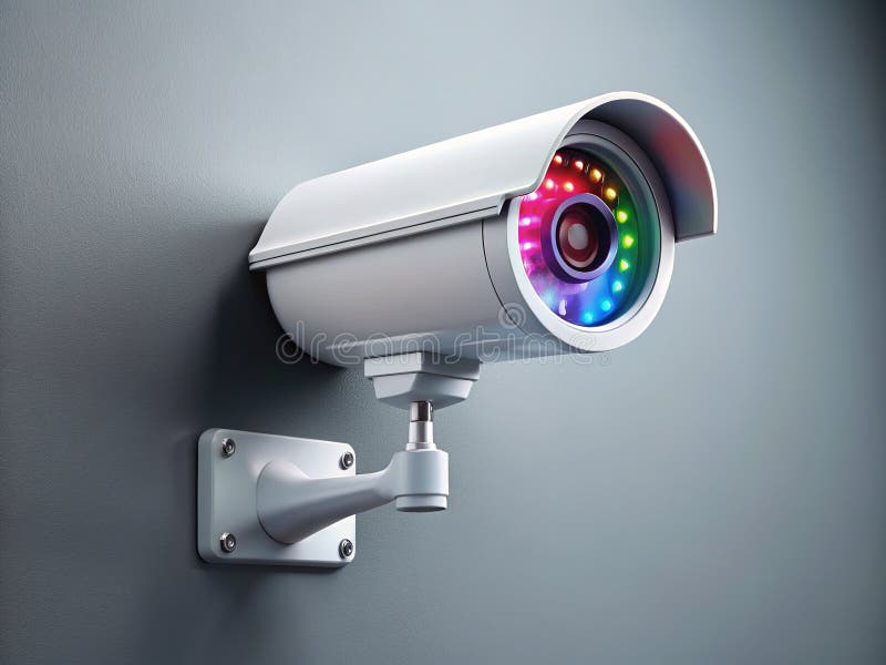 ProfessionalGrade CCTV Dome Camera on a Gray Wall HighDefinition ...