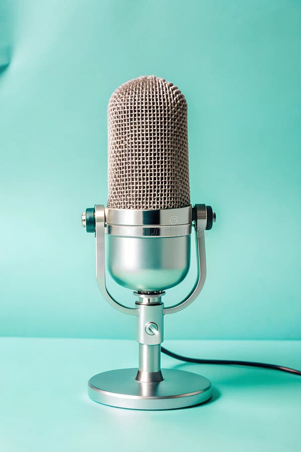 Professionally Designed Podcast Microphone with a Sleek Metallic Finish ...