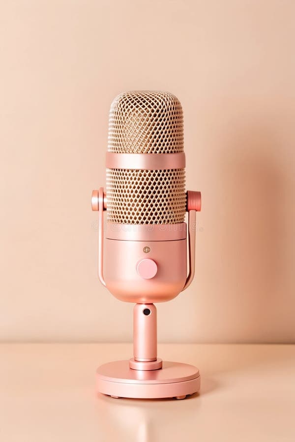 Professionally Designed Podcast Microphone with a Sleek Pink Metallic ...