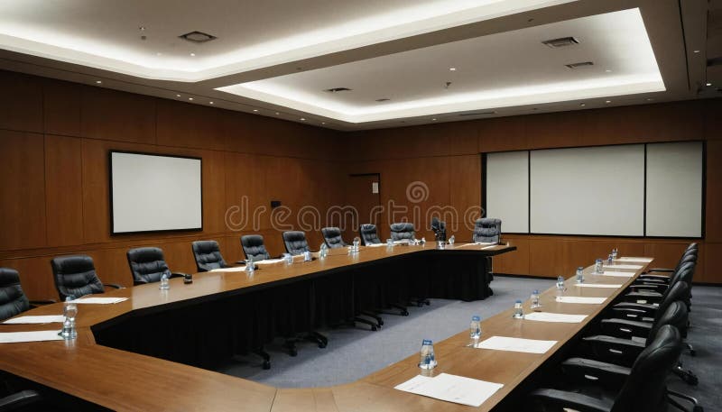 Empty Modern Conference Room Ready for a Meeting Stock Illustration ...
