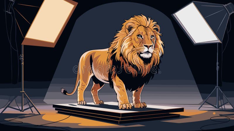 Professionally Lit Studio Featuring an Elegant Lion, with Soft Lighting ...
