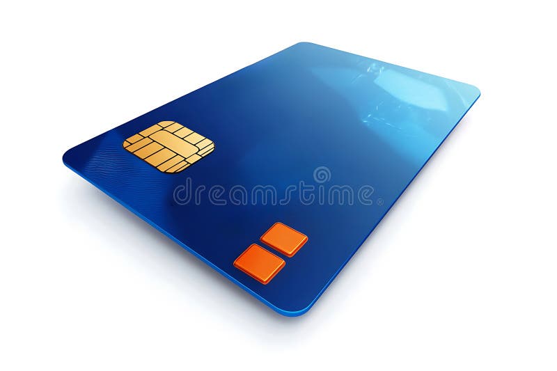 Professionally Rendered High-angle Close-up of a Glossy Blue Credit ...