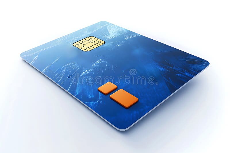 Professionally Rendered High-angle Close-up of a Glossy Blue Credit ...