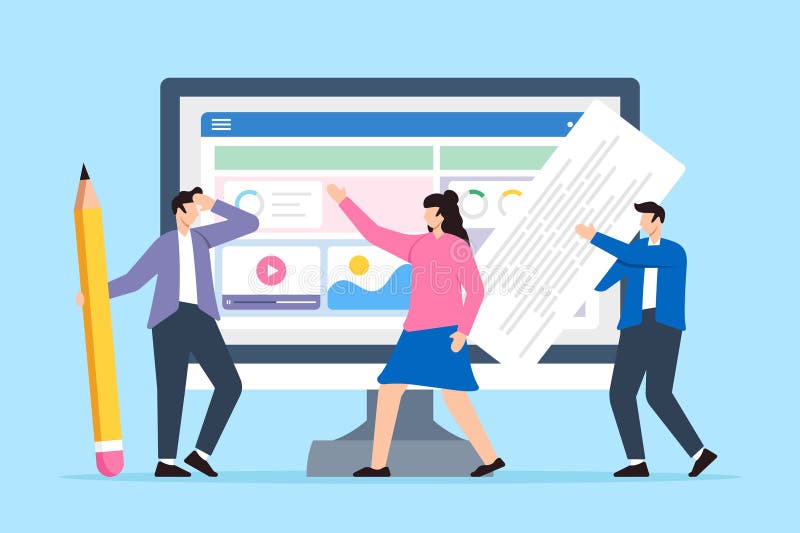 Professionals Business Team Building Website on Computer Screen in Flat ...