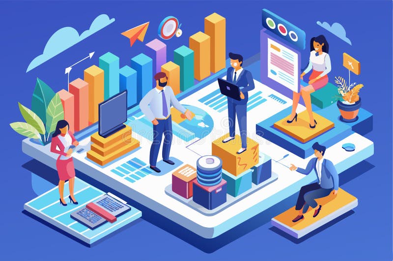 Professionals Engage in Sales Consulting with Digital Tools and Charts ...