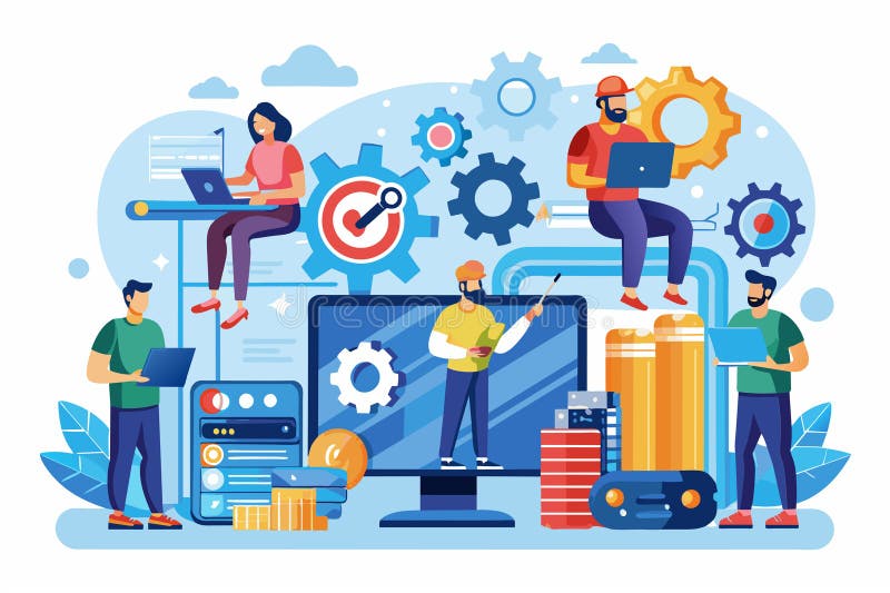 Professionals Engaged in System Repair Consulting, Using Laptops and ...