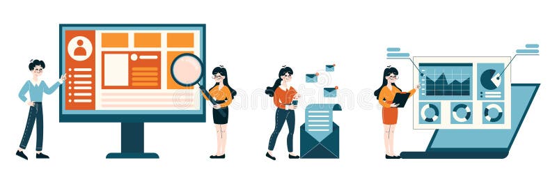 Professionals Engaging with Data, Emails, and Growth Charts Stock ...