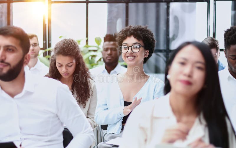 Conducts Business Training with a Group of Young People. Stock Image ...