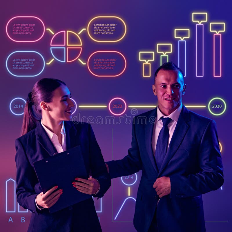 Professionals, Man and Woman, Explains Complex Financial Data with ...