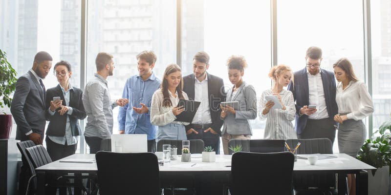 Professionals Networking in Modern Office Space, Web-banner Stock Photo ...