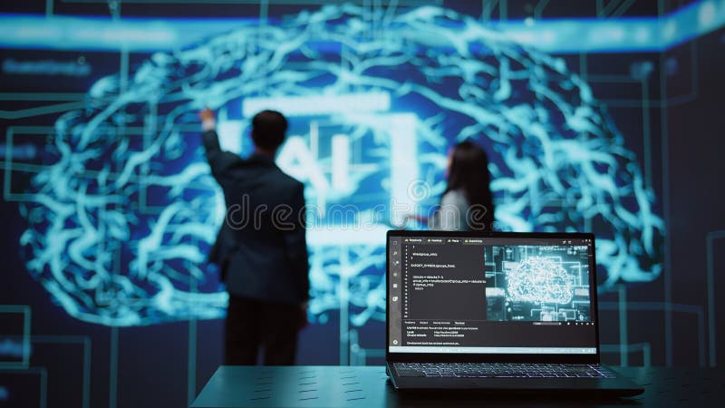 It Professionals Using Artificial Intelligence Augmented Reality Hologram Stock Image - Image of ...