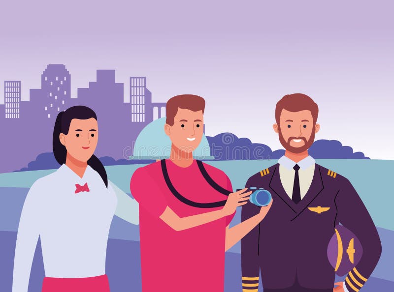 Professionals Workers Characters Smiling Cartoons Stock Vector ...