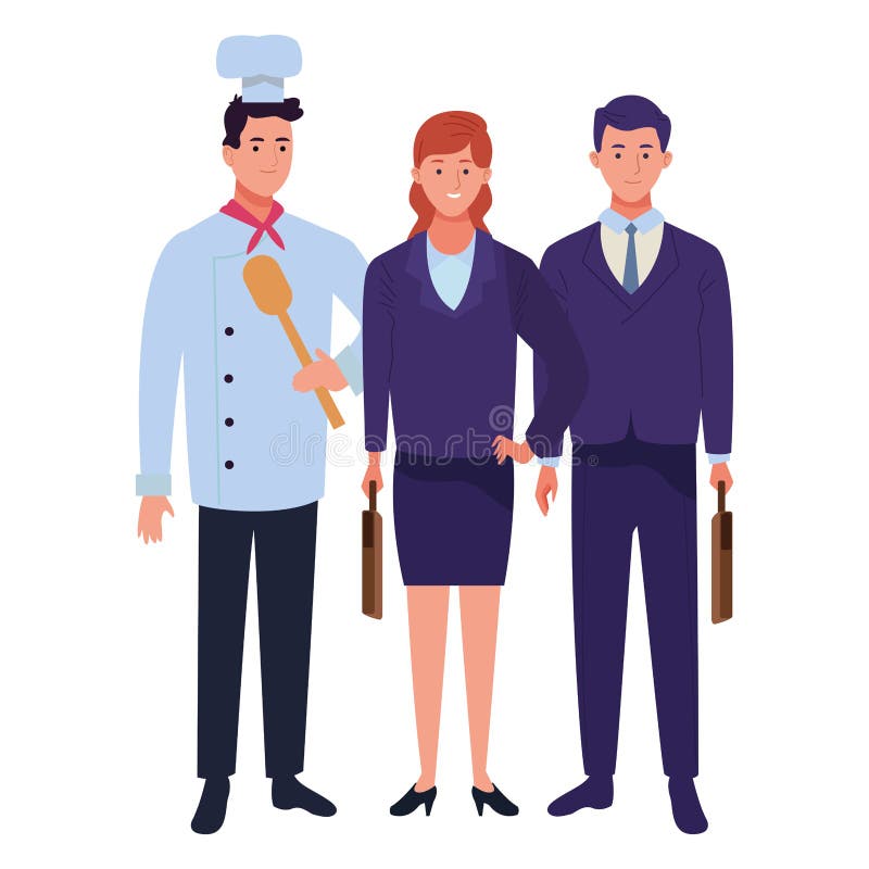 Professionals Workers Characters Smiling Cartoons Stock Vector ...