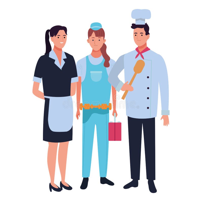Professionals Workers Characters Smiling Cartoons Stock Vector ...