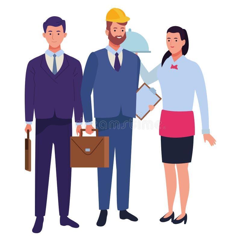 Professionals Workers Characters Smiling Cartoons Stock Vector ...