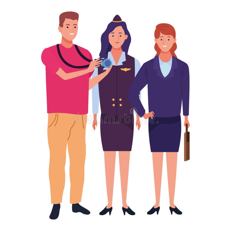 Professionals Workers Characters Smiling Cartoons Stock Vector ...