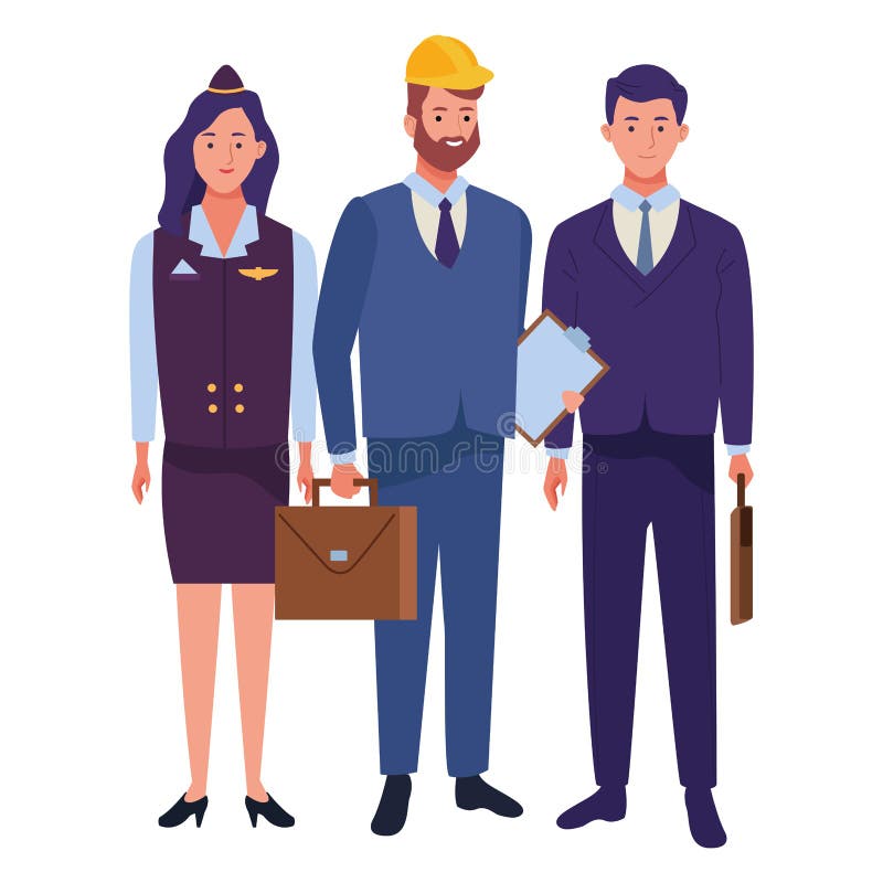 Professionals Workers Characters Smiling Cartoons Stock Vector ...