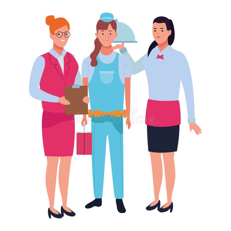 Professionals Workers Characters Smiling Cartoons Stock Vector ...