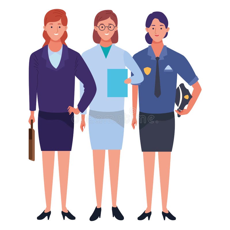 Professionals Workers Characters Smiling Cartoons Stock Vector ...