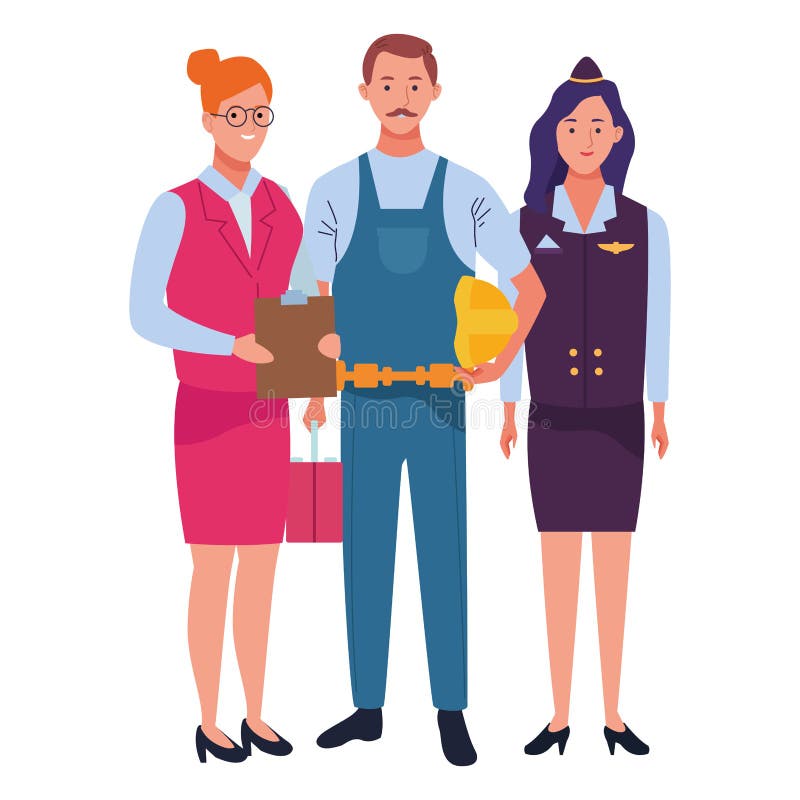 Professionals Workers Characters Smiling Cartoons Stock Vector ...