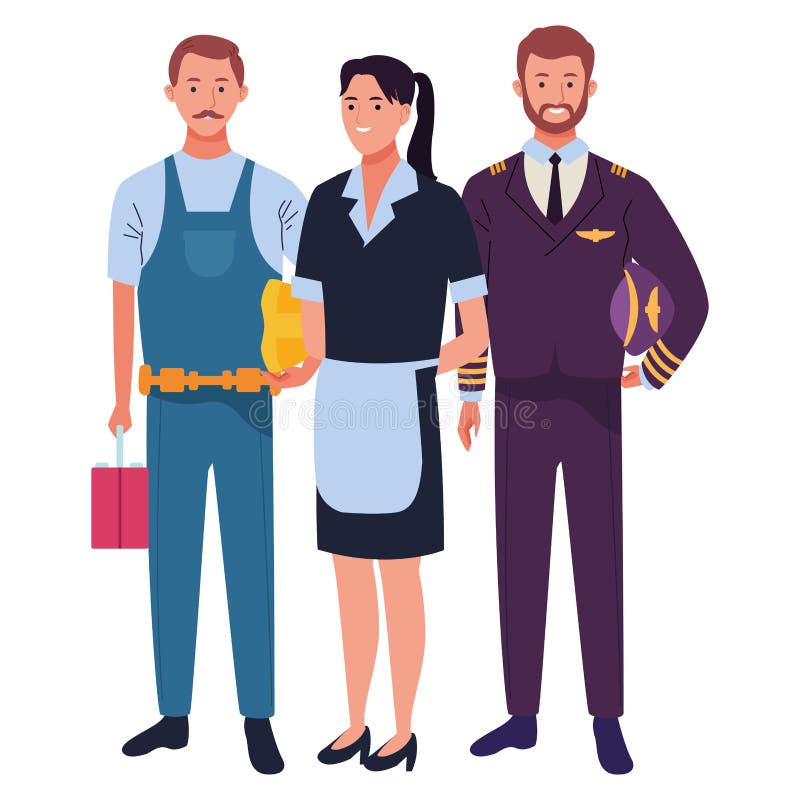 Professionals Workers Characters Smiling Cartoons Stock Vector ...