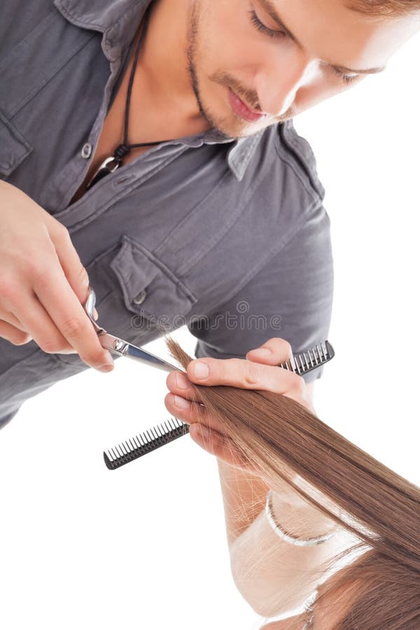 Professionele Kapper Met Langharig Model Stock Afbeelding - Image of ...