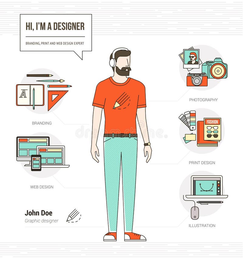 Grafische Ontwerper, Illustrator En Fotograaf Vector Illustratie ...