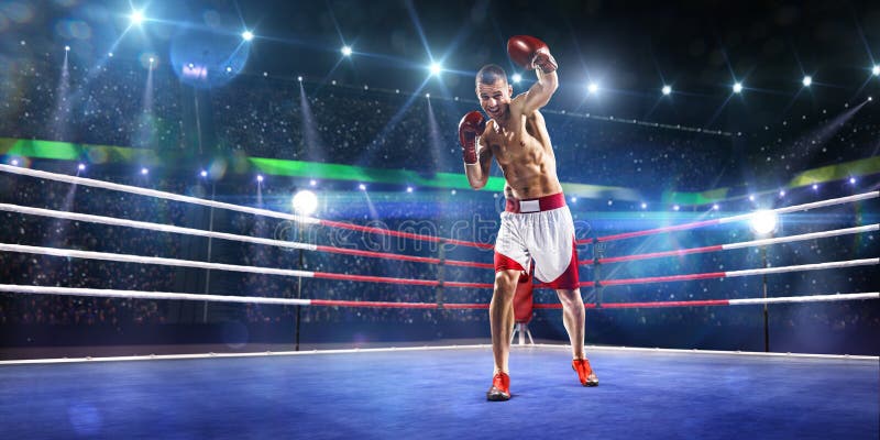 Professionl Boxer is Standing on the Ring Stock Image - Image of ...