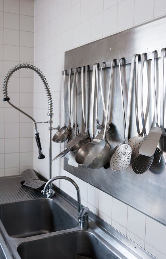 Commercial Kitchen: Utensils Stock Photo - Image of sieve, utensils ...