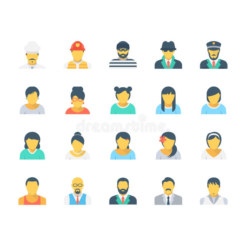 Professions Colored Vector Icons 6 Stock Illustration - Illustration of ...