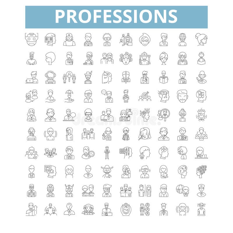 Professions Icons, Line Symbols, Web Signs, Vector Set, Isolated ...