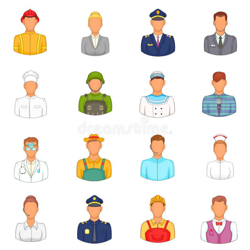 Professions Icons Set, Cartoon Style Stock Vector - Illustration of ...