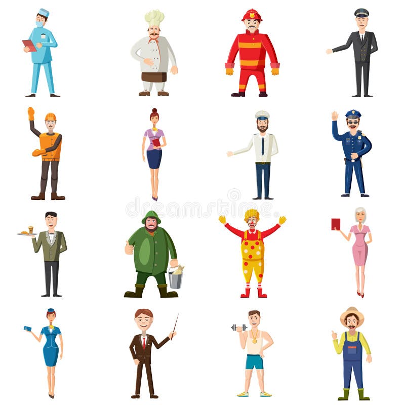 Professions Icons Set, Cartoon Style Stock Vector - Illustration of ...
