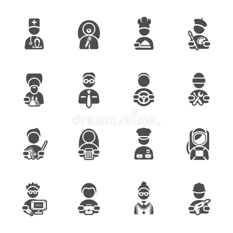 Professions icons set stock vector. Illustration of outfit - 33801038