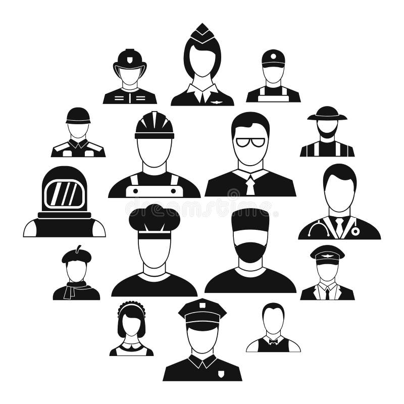 Professions Icons Set, Simple Style Stock Illustration - Illustration ...