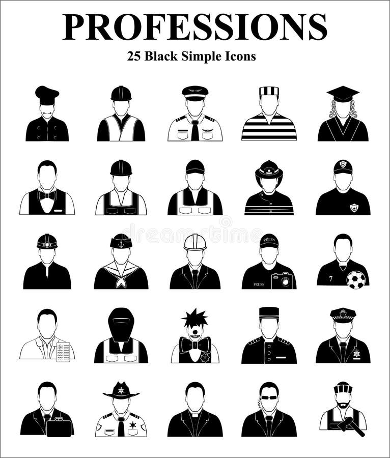 Profession Icons Vector Set. Avatar. Character Symbol. Flat Style. for ...