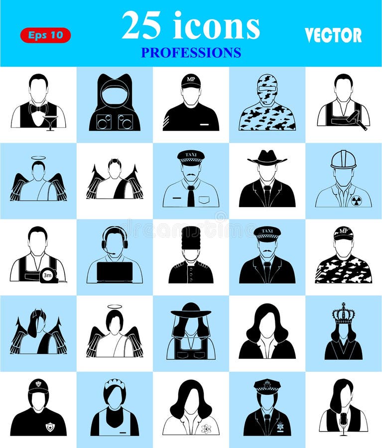 Professions Icons Set for Web and Mobile Stock Vector - Illustration of ...