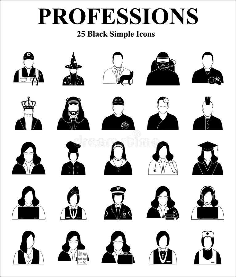 Professions Icons Set for Web and Mobile Stock Vector - Illustration of ...
