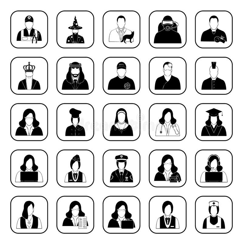 Profession Icons Vector Set. Avatar. Character Symbol. Flat Style. for ...
