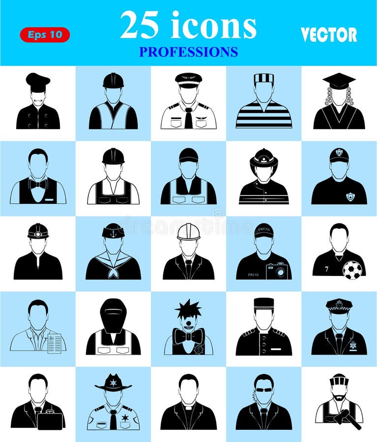 Professions Icons Set for Web and Mobile Stock Vector - Illustration of ...