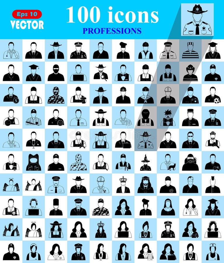 Professions Icons Set for Web and Mobile Stock Vector - Illustration of ...