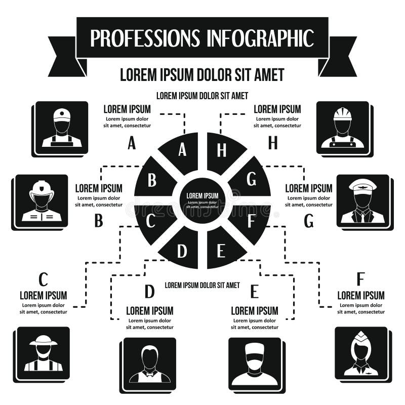 Professions Infographic Concept, Simple Style Stock Vector ...